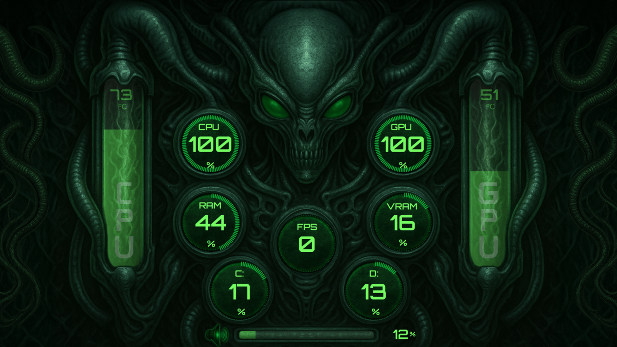 AIDA64 Skin Alien Predator HUD 1920x1080 - AIDA Skins | AIDA Skins