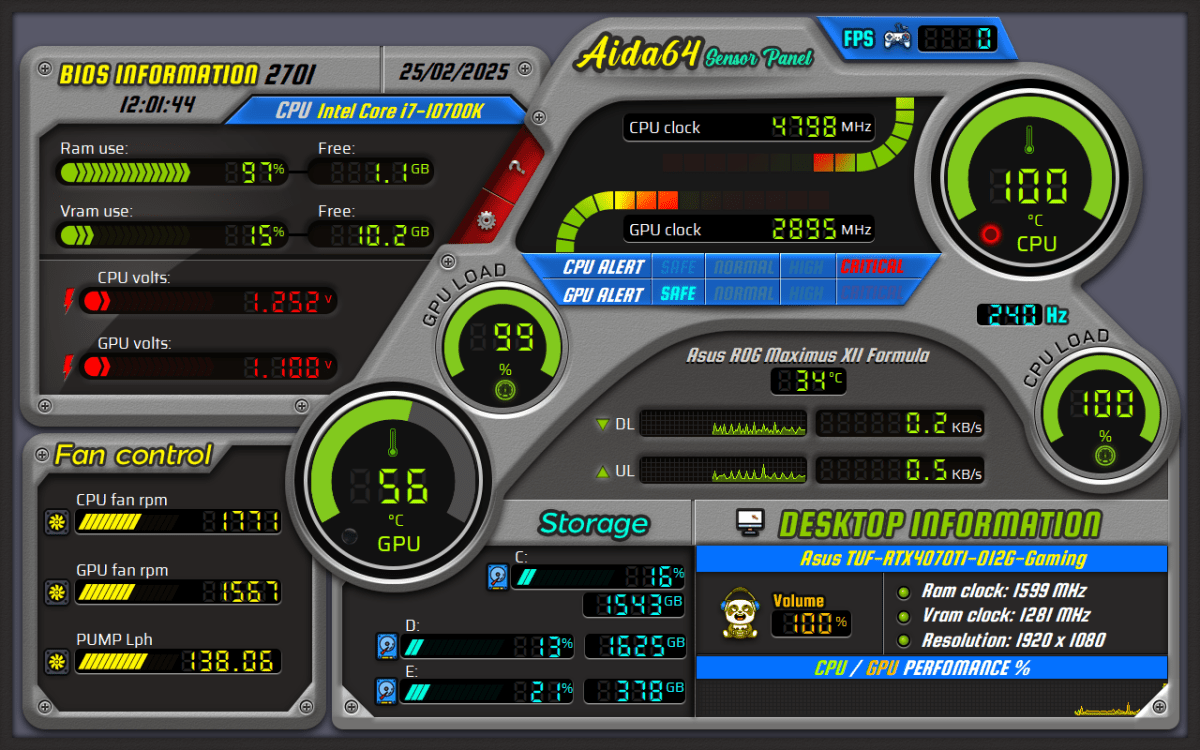 AIDA64 Skin Bios Interface 2.0 HUD 1280x800 - AIDA Skins | AIDA Skins