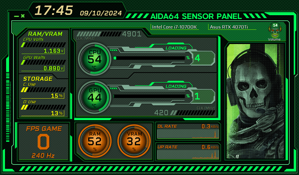 AIDA64 Skin Call of Duty HUD 1024x600 - AIDA Skins | AIDA Skins