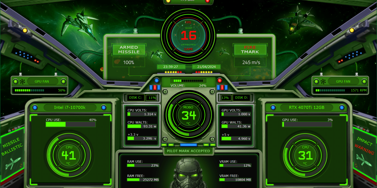 AIDA64 Skin Commander HUD 1920x1080 - AIDA Skins | AIDA Skins