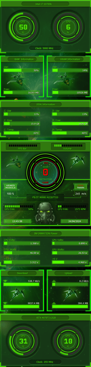 AIDA64 Skin Commander HUD 480x1920 - AIDA Skins | AIDA Skins