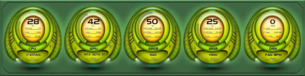 Aida64 Skin Crafted Orbits Hud 1920x480 Aida Skins Aida Skins