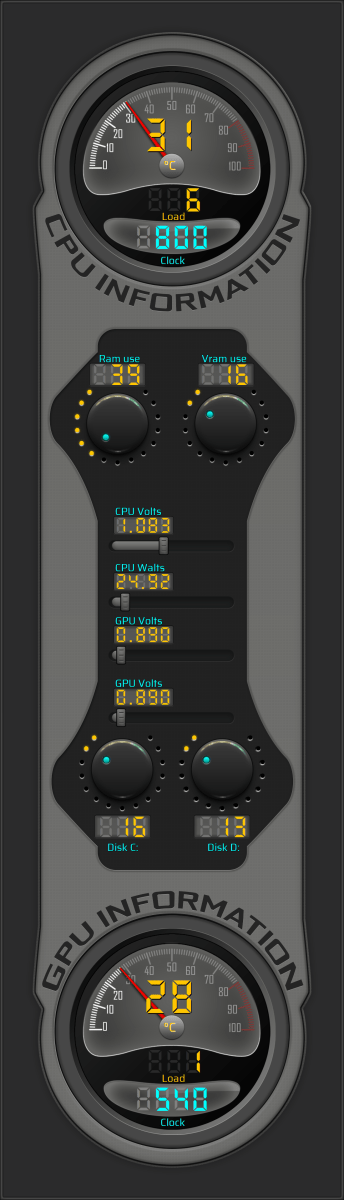 AIDA64 Skin Dual Temp Monitor HUD 1100x3840 - AIDA Skins | AIDA Skins