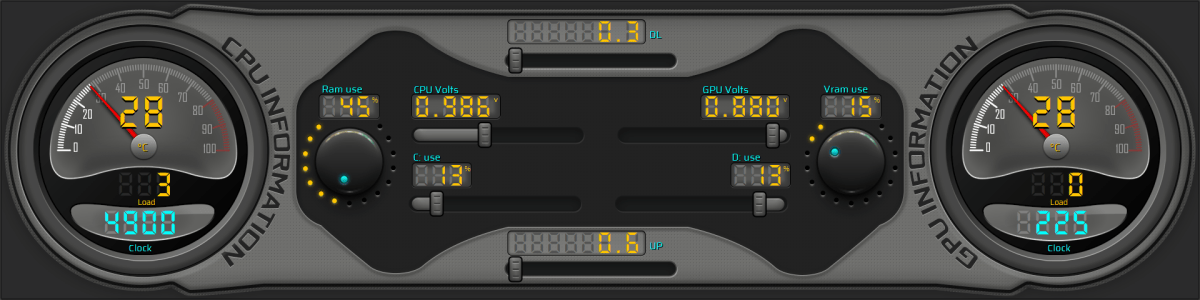 AIDA64 Skin Dual Temp Monitor HUD 1920x480 - AIDA Skins | AIDA Skins