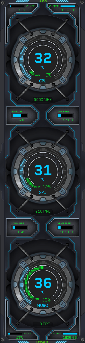 AIDA64 Skin Handcrafted Circles HUD 480x1920 - AIDA Skins | AIDA Skins