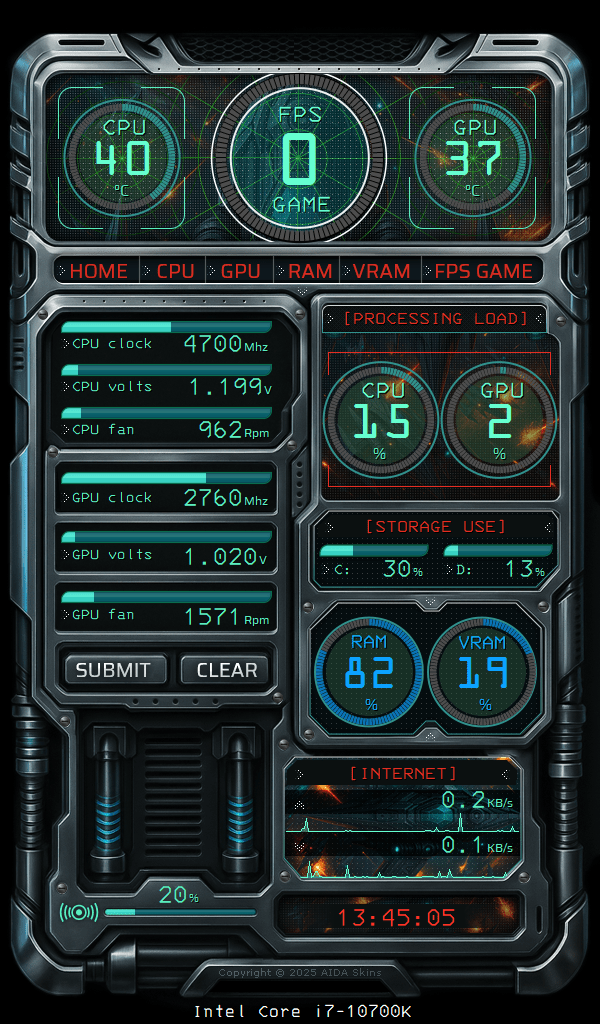 AIDA64 Skin Layout Command HUD 600x1024 - AIDA Skins | AIDA Skins