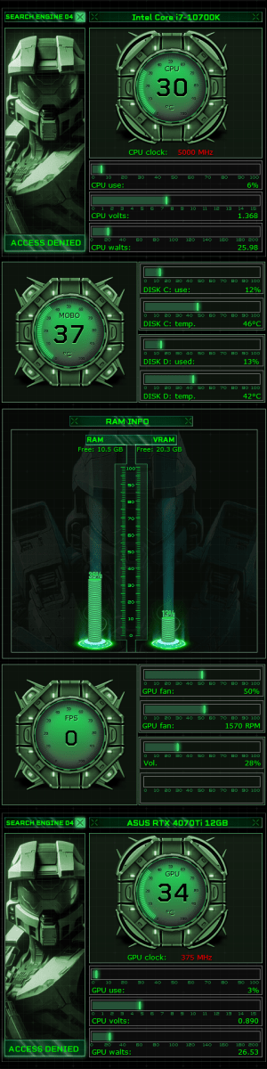 AIDA64 Skin Master Chief HUD 480x1920 - AIDA Skins | AIDA Skins