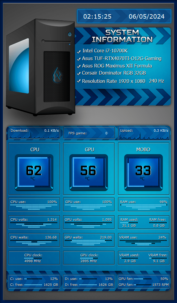 AIDA64 Skin My Computer HUD 600x1024 - AIDA Skins | AIDA Skins