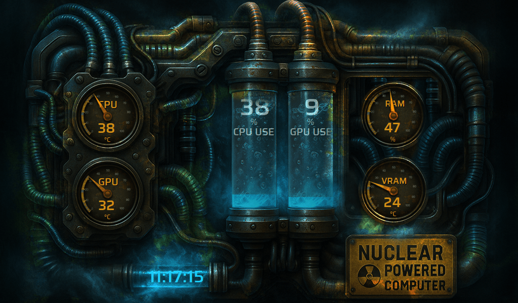 AIDA64 Skin Nuclear Computer HUD 1024x600 - AIDA Skins | AIDA Skins