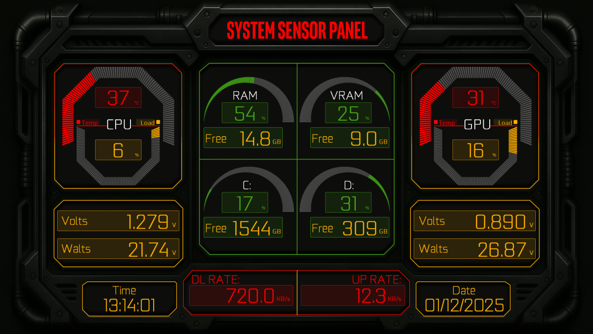 AIDA64 Skin Overclock Ops HUD 1920x1080 - AIDA Skins | AIDA Skins