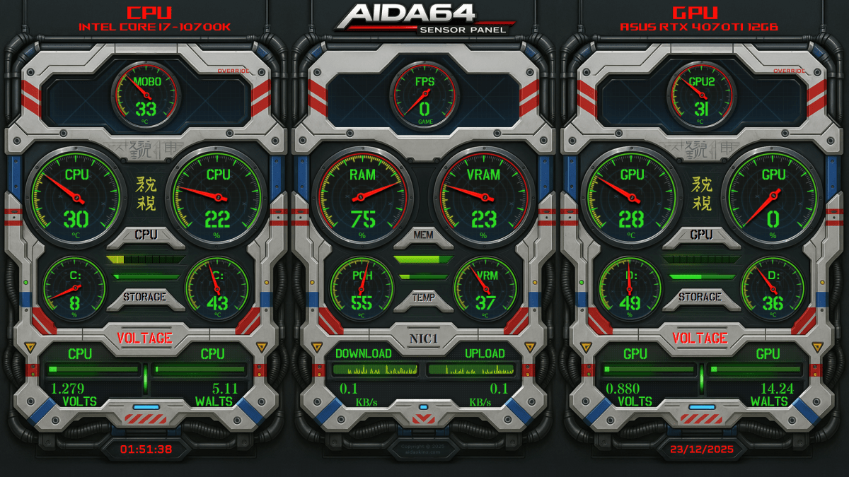 AIDA64 Skin Override Unit HUD 1920x1080 - AIDA Skins | AIDA Skins