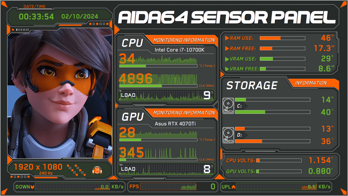 AIDA64 Skin Overwatch 2 HUD 1920x1080 - AIDA Skins | AIDA Skins