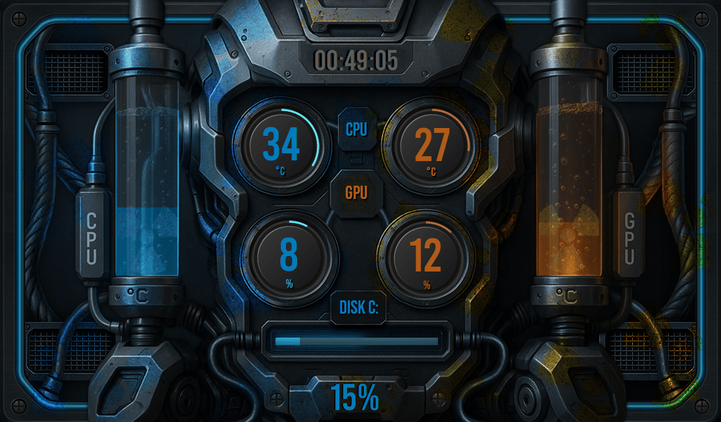 AIDA64 Skin Sentinel HUD 1024x600 - AIDA Skins | AIDA Skins