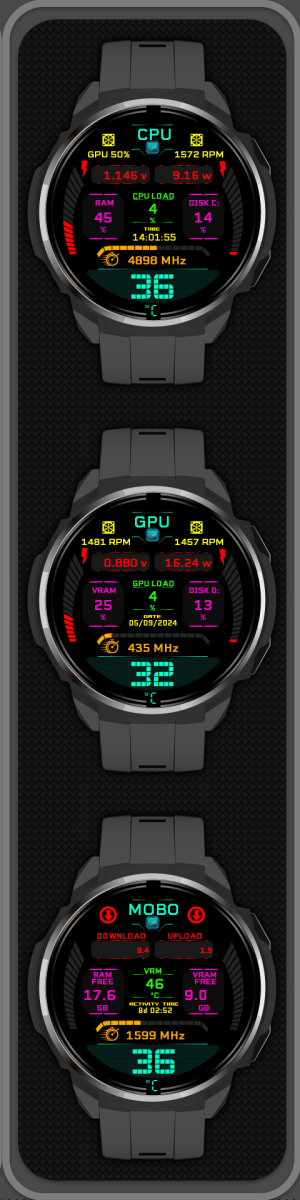 AIDA64 Skin Smart Watch Face HUD 480x1920 - AIDA Skins | AIDA Skins