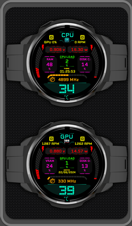 AIDA64 Skin Smart Watch Face HUD 600x1024 - AIDA Skins | AIDA Skins