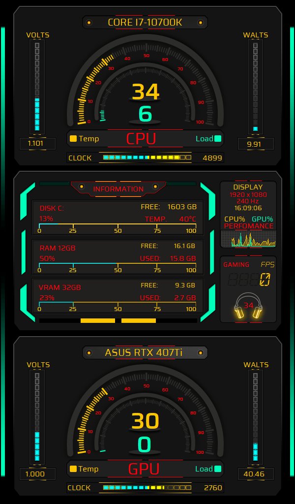 AIDA64 Skin Solar Radiance HUD 600x1024 - AIDA Skins | AIDA Skins