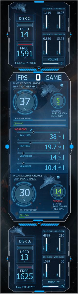 AIDA64 Skin Starfield HUD 682x2560 - AIDA Skins | AIDA Skins