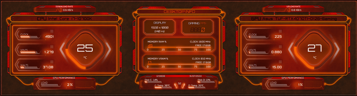 AIDA64 Skin Stellar Interface HUD 1920x515 - AIDA Skins | AIDA Skins