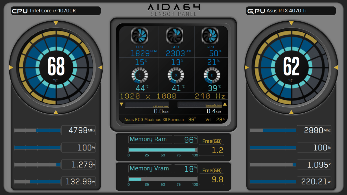 AIDA64 Skin TechFlow Monitor HUD 1920x1080 - AIDA Skins | AIDA Skins