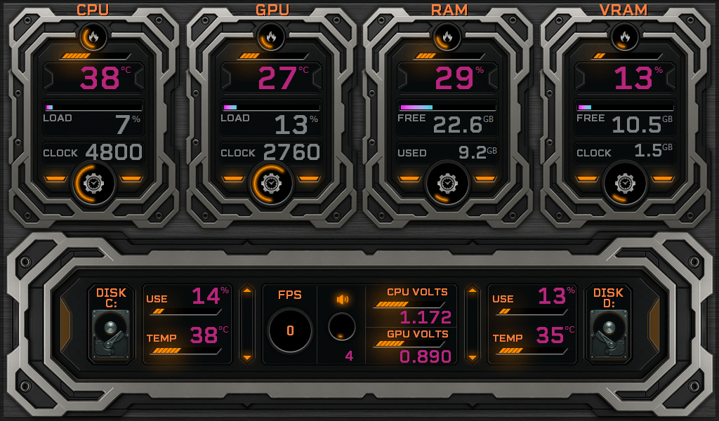 AIDA64 Skin TechTitan HUD 1024x600 - AIDA Skins | AIDA Skins