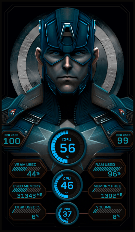 AIDA64 Skin America HUD 600x1024 - AIDA Skins | AIDA Skins