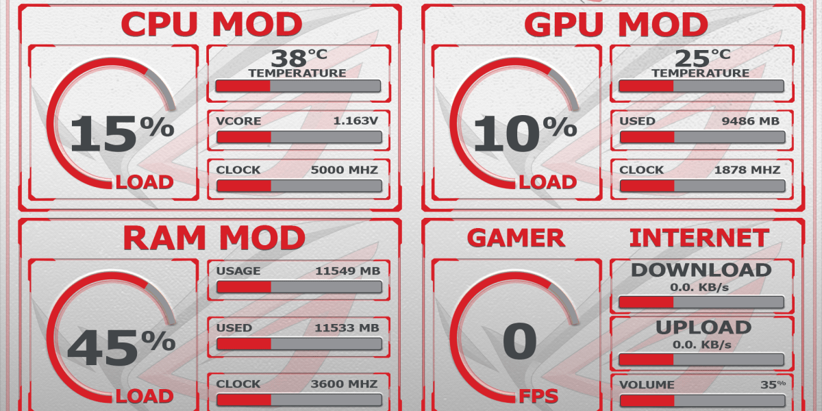 AIDA64 Skin Asus Rog HUD 1920x1080 - AIDA Skins | AIDA Skins