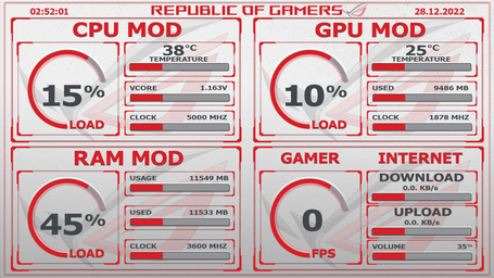 AIDA64 Skin Asus Rog HUD 1920x1080 - AIDA Skins | AIDA Skins