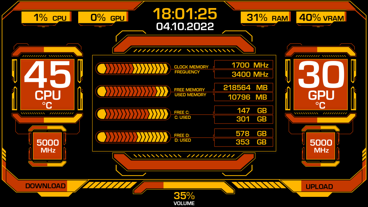 AIDA64 Skin Colorful HUD 1920x1080 - AIDA Skins | AIDA Skins