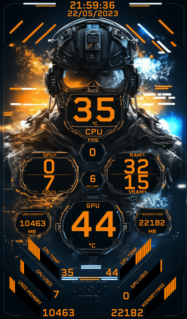 AIDA64 Skin Days at War HUD 600x1024 - AIDA Skins | AIDA Skins