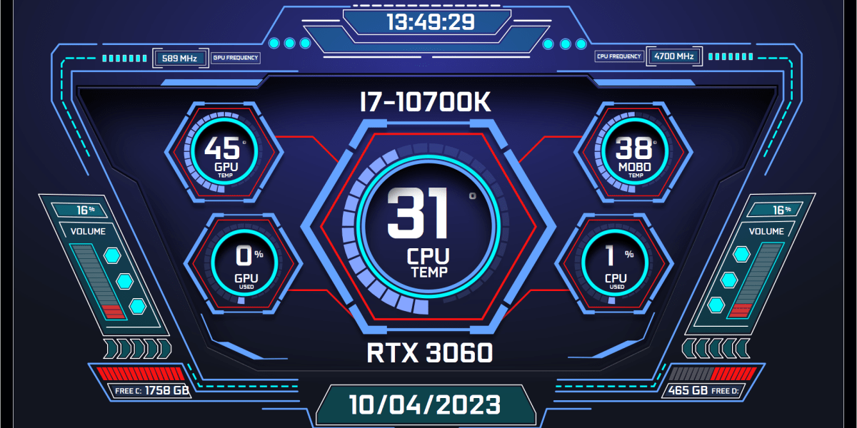 AIDA64 Skin Futuristic HUD 1920x1080 - AIDA Skins | AIDA Skins