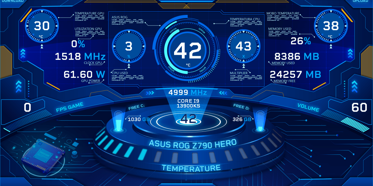 AIDA64 Skin Futuristic Space HUD 1920x1080 - AIDA Skins | AIDA Skins