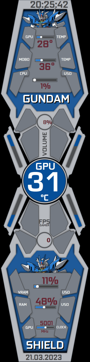 AIDA64 Skin Gundam Theme HUD 480x1920 - AIDA Skins | AIDA Skins