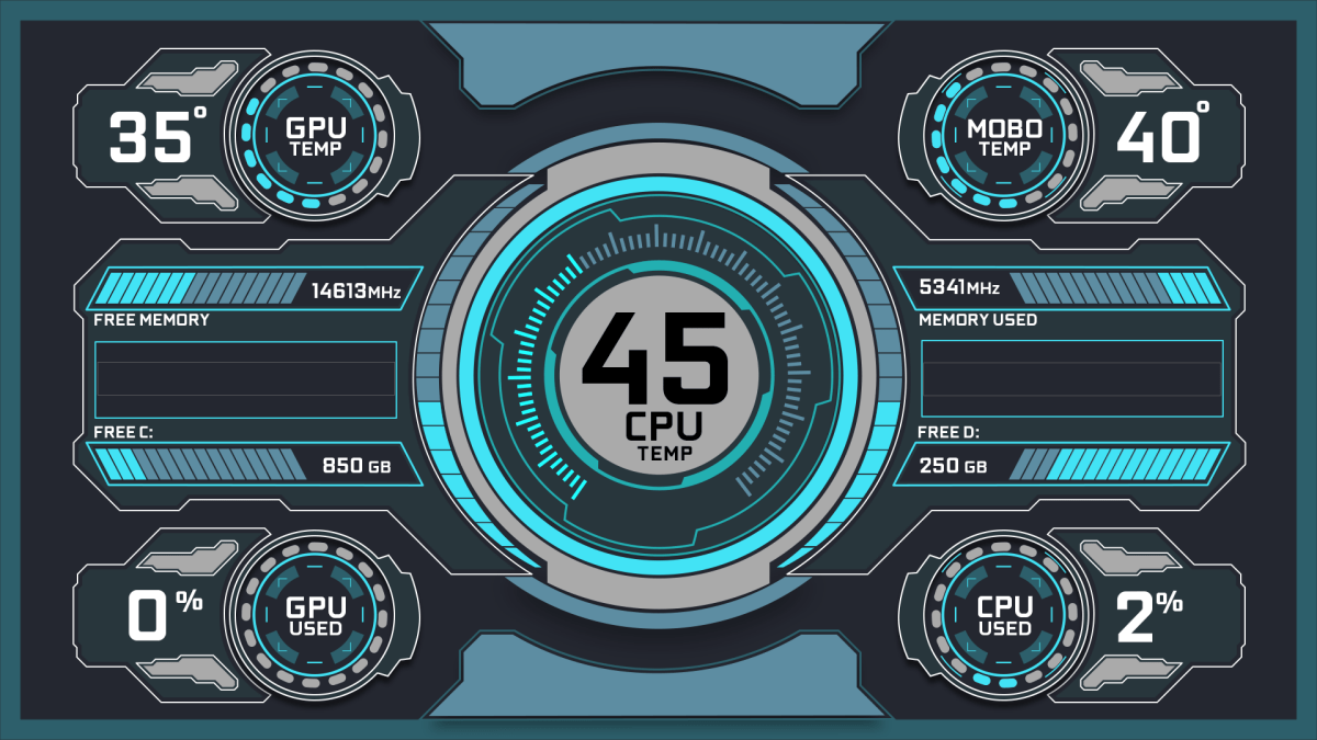 AIDA64 Skin Modern Blue HUD 1920x1080 - AIDA Skins | AIDA Skins