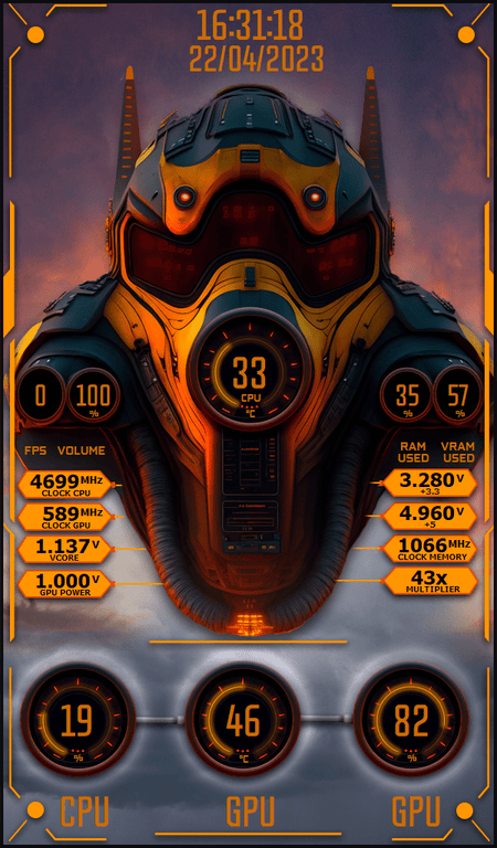 AIDA64 Skin Pilot Mask HUD 600x1024 - AIDA Skins | AIDA Skins