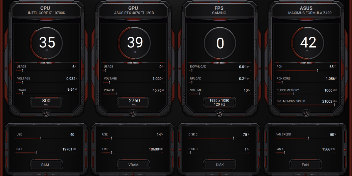 AIDA64 Skin Scarlet Red HUD 1920x1080 - AIDA Skins | AIDA Skins