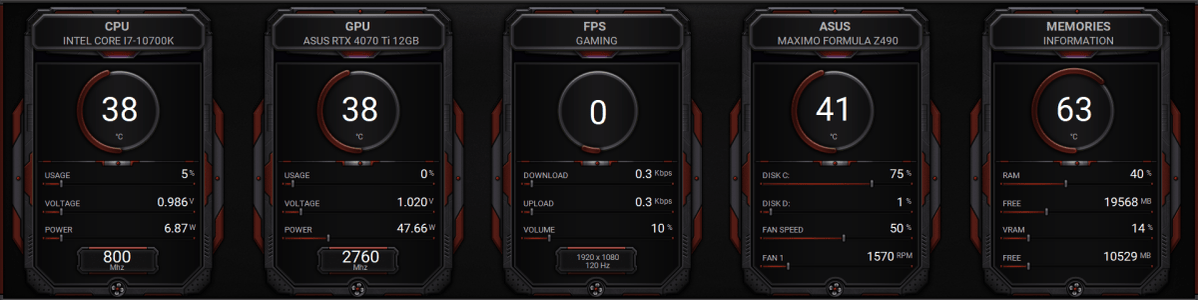 AIDA64 Skin Scarlet Red HUD 1920x480 - AIDA Skins | AIDA Skins