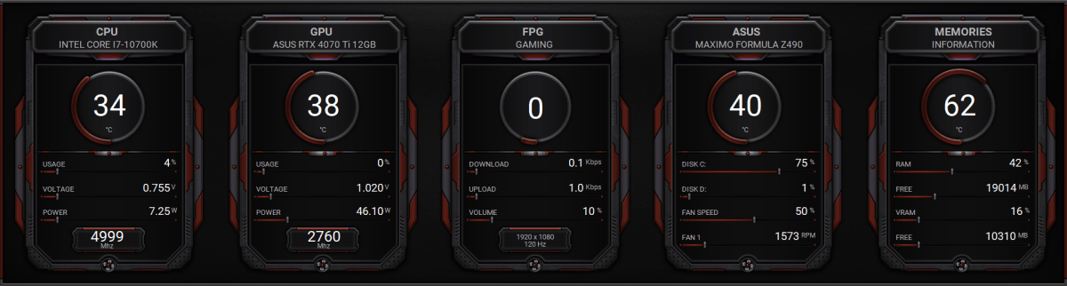 AIDA64 Skin Scarlet Red HUD 1920x515 - AIDA Skins | AIDA Skins