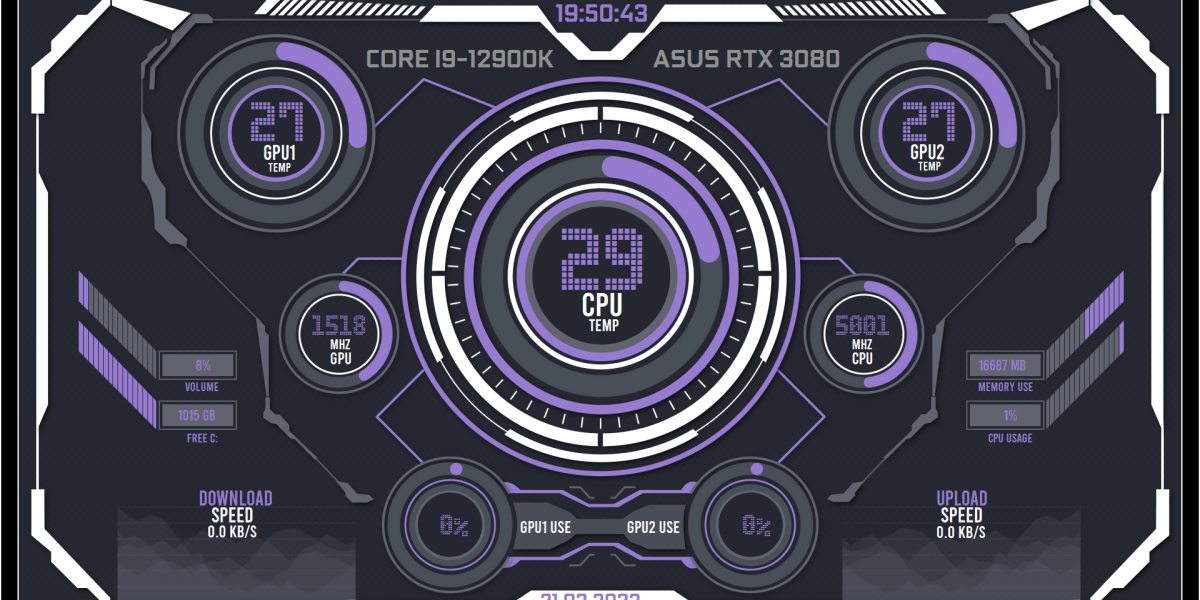 AIDA64 Skin Sci-fi Reactor HUD 1920x1080 - AIDA Skins | AIDA Skins
