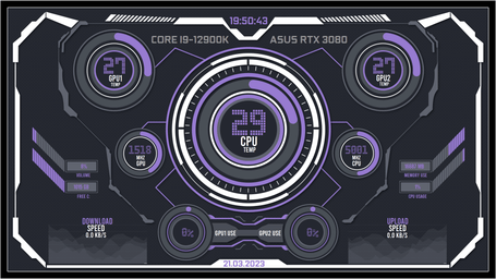 AIDA64 Skin Sci-fi Reactor HUD 1920x1080 - AIDA Skins | AIDA Skins