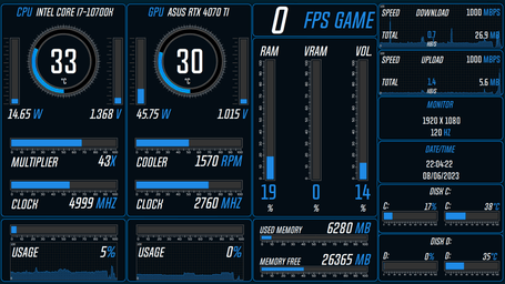 AIDA64 Skin Slate Horizon HUD 1920x1080 - AIDA Skins | AIDA Skins