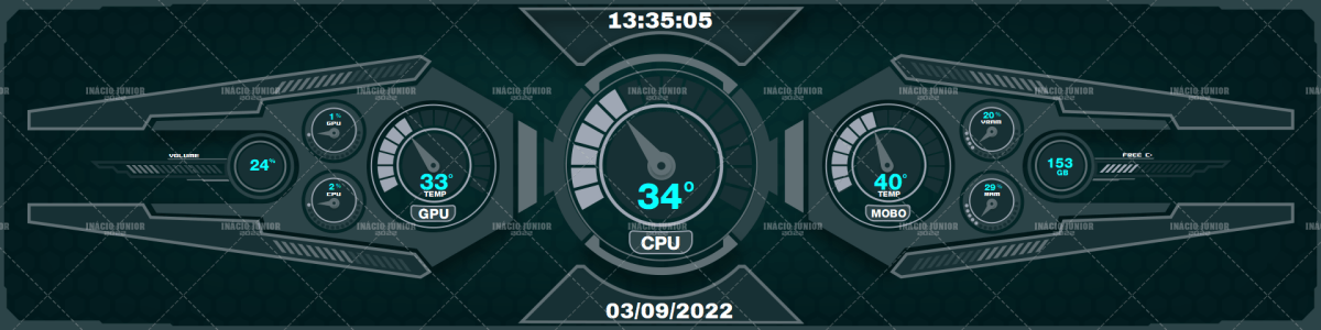 AIDA64 Skin Star T. HUD 1920x480 - AIDA Skins | AIDA Skins