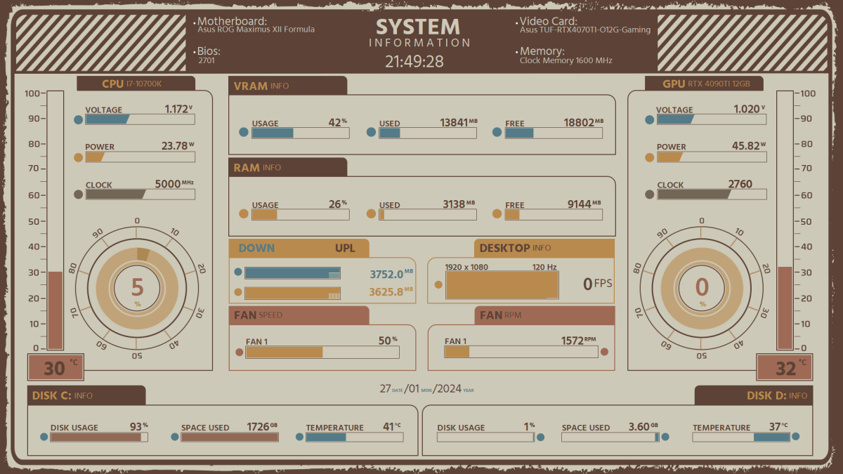 AIDA64 Skin System Inf HUD 1920x1080 - AIDA Skins | AIDA Skins