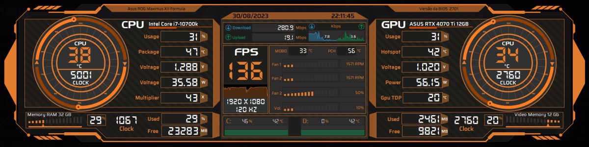 AIDA64 Skin The Division HUD 1920x480 - AIDA Skins | AIDA Skins