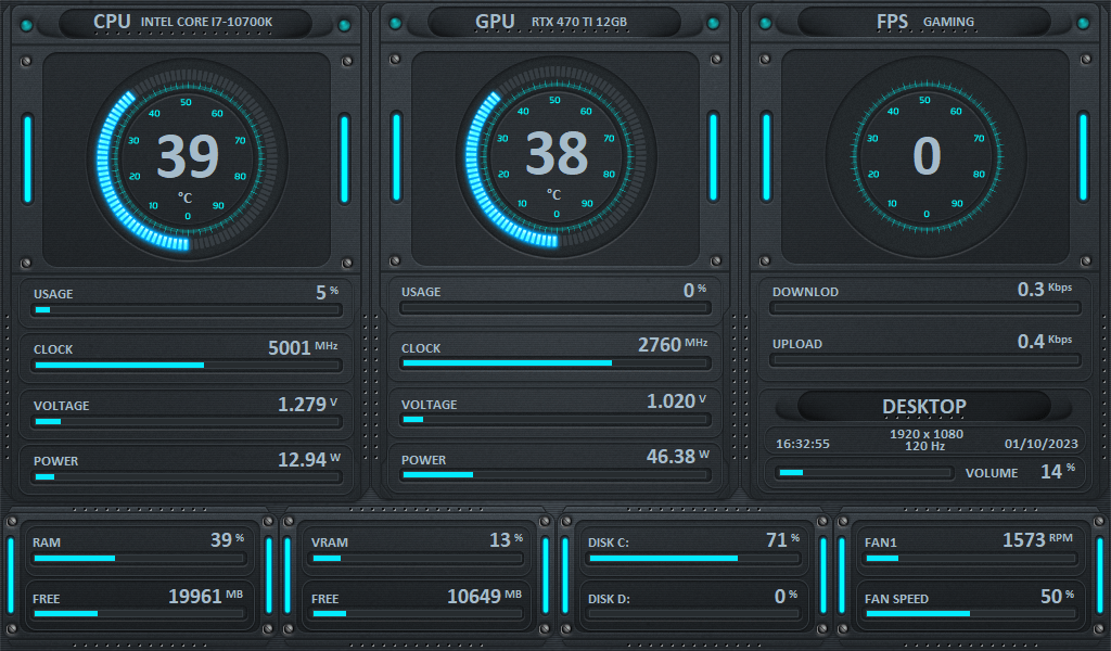 AIDA64 Skin Tron HUD 1024x600 - AIDA Skins | AIDA Skins